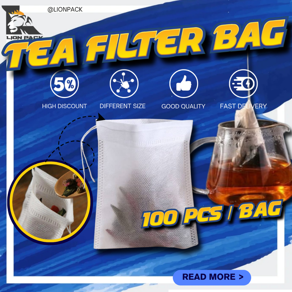 100PCS Tea Bag Non-Woven Empty Teabags Seal Filter Disposable Tea Soup ...