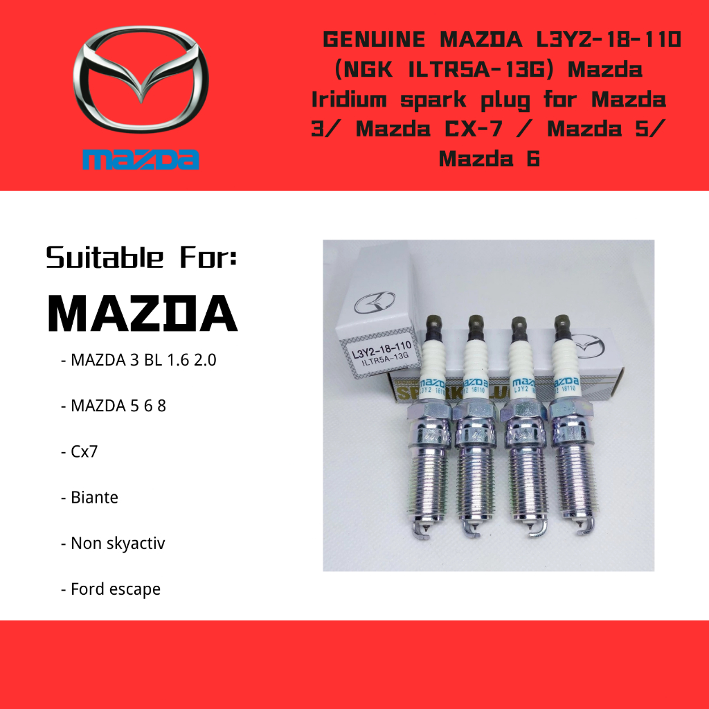 GENUINE MAZDA L3Y2-18-110 (NGK ILTR5A-13G) Mazda Iridium spark plug for ...