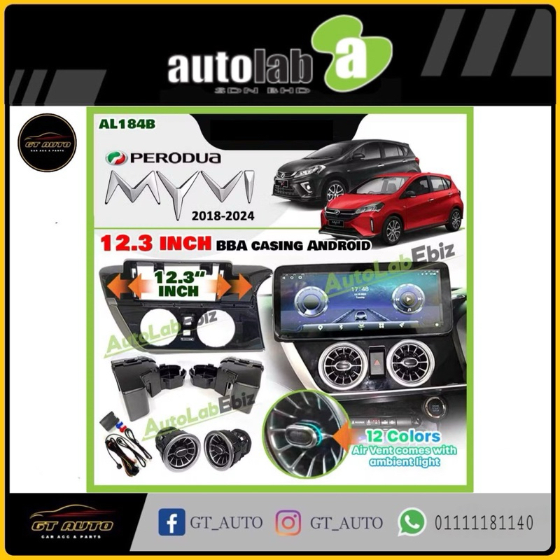 PERODUA MYVI GEN 3 2018-2025 OEM 12.3 INCH ANDROID CASING / AMBIENT ...