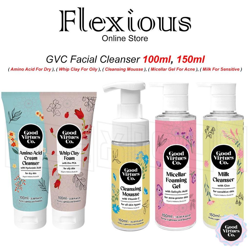 *GVC* Good Virtues Co. Facial Cleanser 100g ( Amino Acid ),( Whip Clay ...