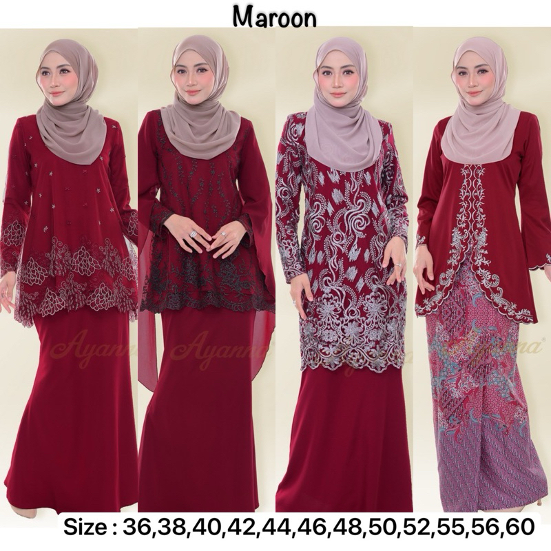 🔥(SIZE 34-60) TEMA SEDONDON BAJU KURUNG MAROON RAYA 2025 | BAJU KURUNG ...