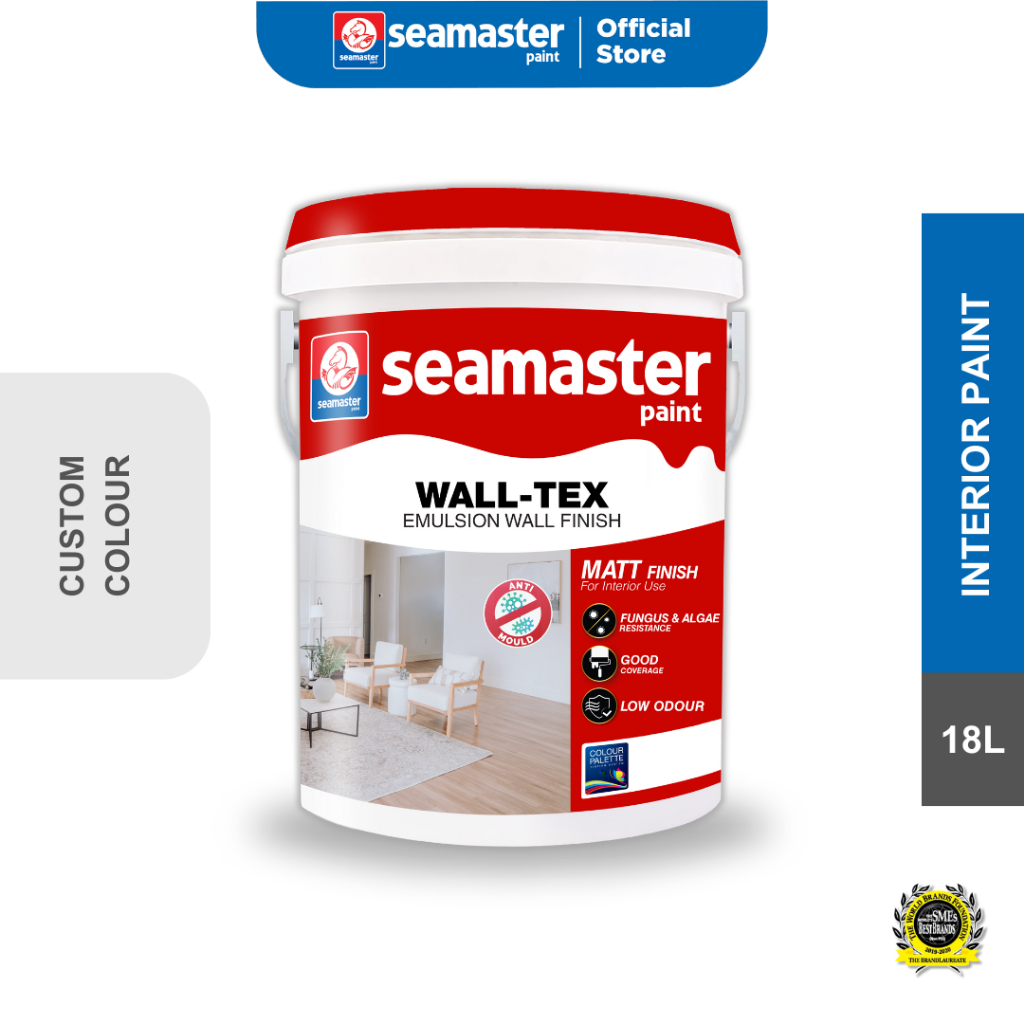 Seamaster Wall-Tex Emulsion Paint 7700 - Custom Colour (18L) | Shopee ...