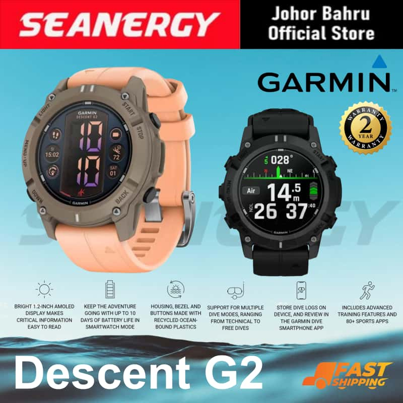 GARMIN Descent G2 Dive Computer Multi Sports Smart Watch Scuba Diving ...