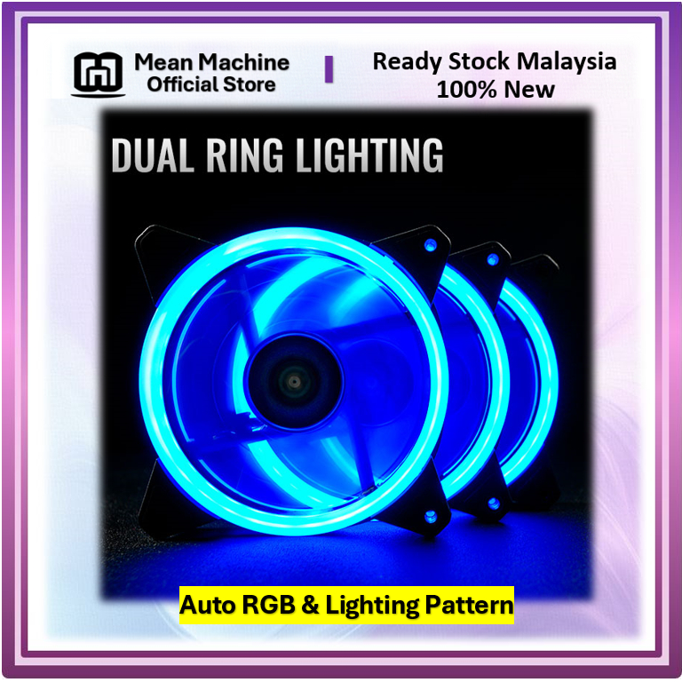 MMAC Twin Pack 12CM Dual Ring Double Ring Auto RGB with Pattern 1300RPM ...
