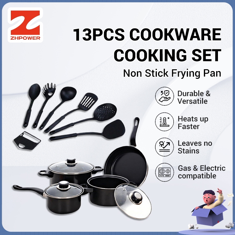 13Pcs Cookware Set Non Stick Cooking Frying Pan Soup Pot Induction ...