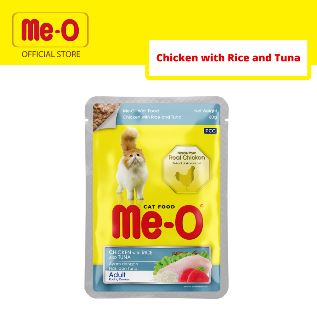 MeO Cat Pouch - Chicken with Rice and Tuna (80g) | Shopee Malaysia