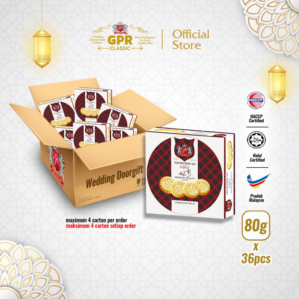 【Carton Deal】GPR Classic Shortbread Original Flavor Wedding Doorgift (80g) Box Goodies Kahwin ...