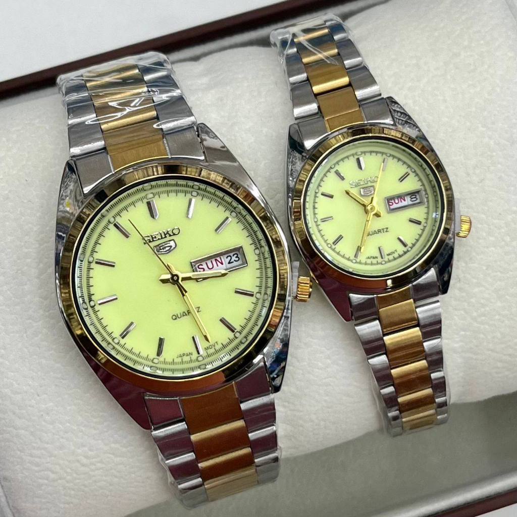 NEW ARRIVAL SEIKO-5 COUPLE SET MEN/WOMEN STAINLESS STEEL (DATE/DAY ...