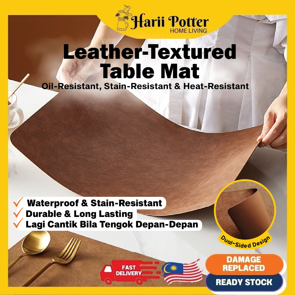 Lapik Meja Makan Alas Meja Aesthetic Nordic Placemat Premium PU Leather ...