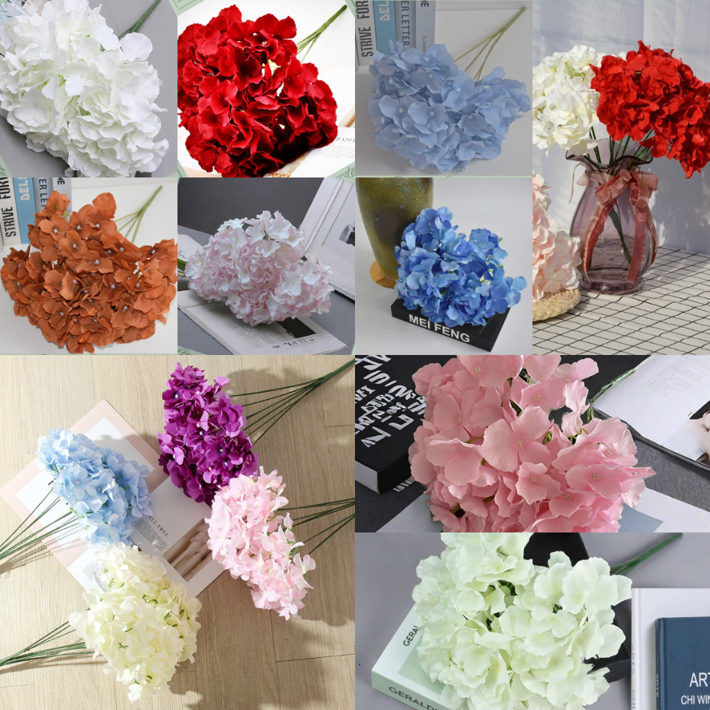 Big Hydrangea 5 Heads for Wedding Decoration Gift Home | Bunga ...