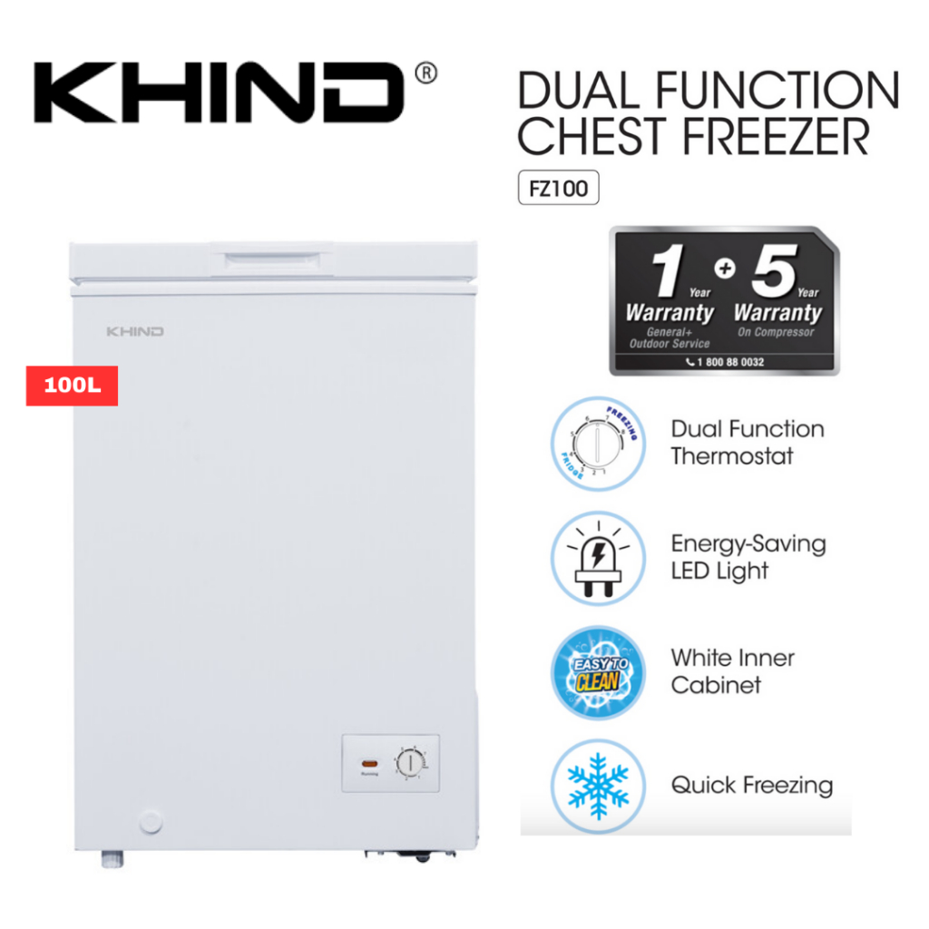 Khind Chest Freezer FZ100 100L Capacity | Shopee Malaysia
