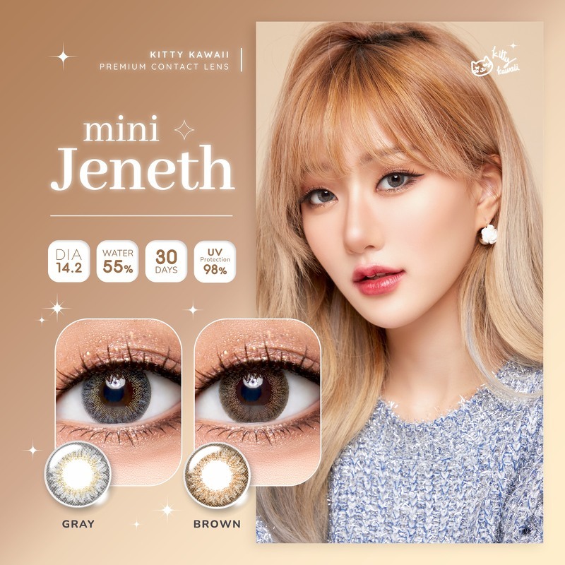 MINI JENETH GRAY Power 0~1000 UV BLOCK PREMIUM Contact Lens 14.2mm ...