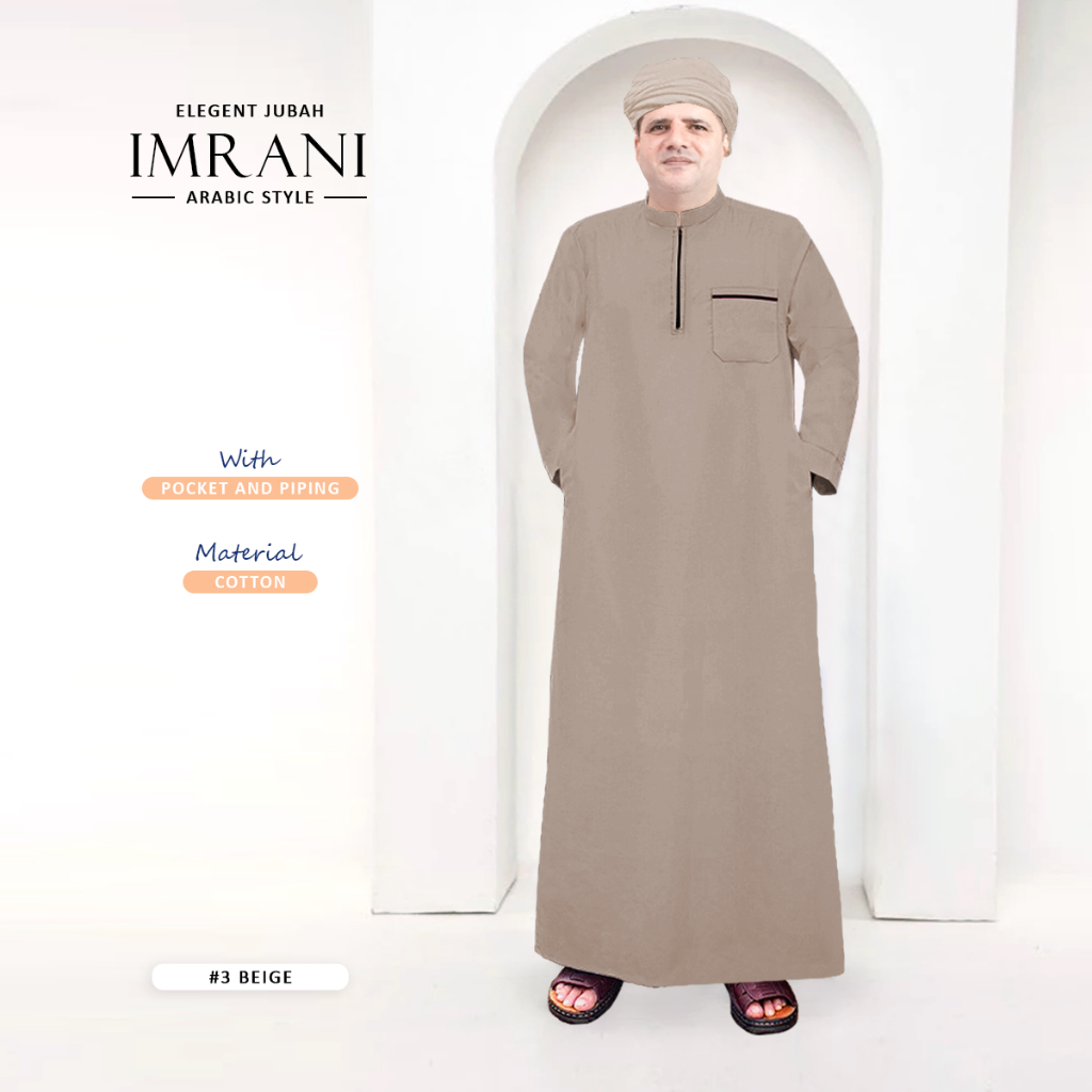 Elegant Imrani Arabic Jubah Muslim Men Collar front zip closer & pocket ...