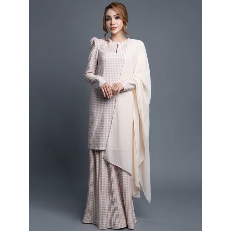 RR Baju Kurung Modern Pleated French in Cream size S new! ready stock ...