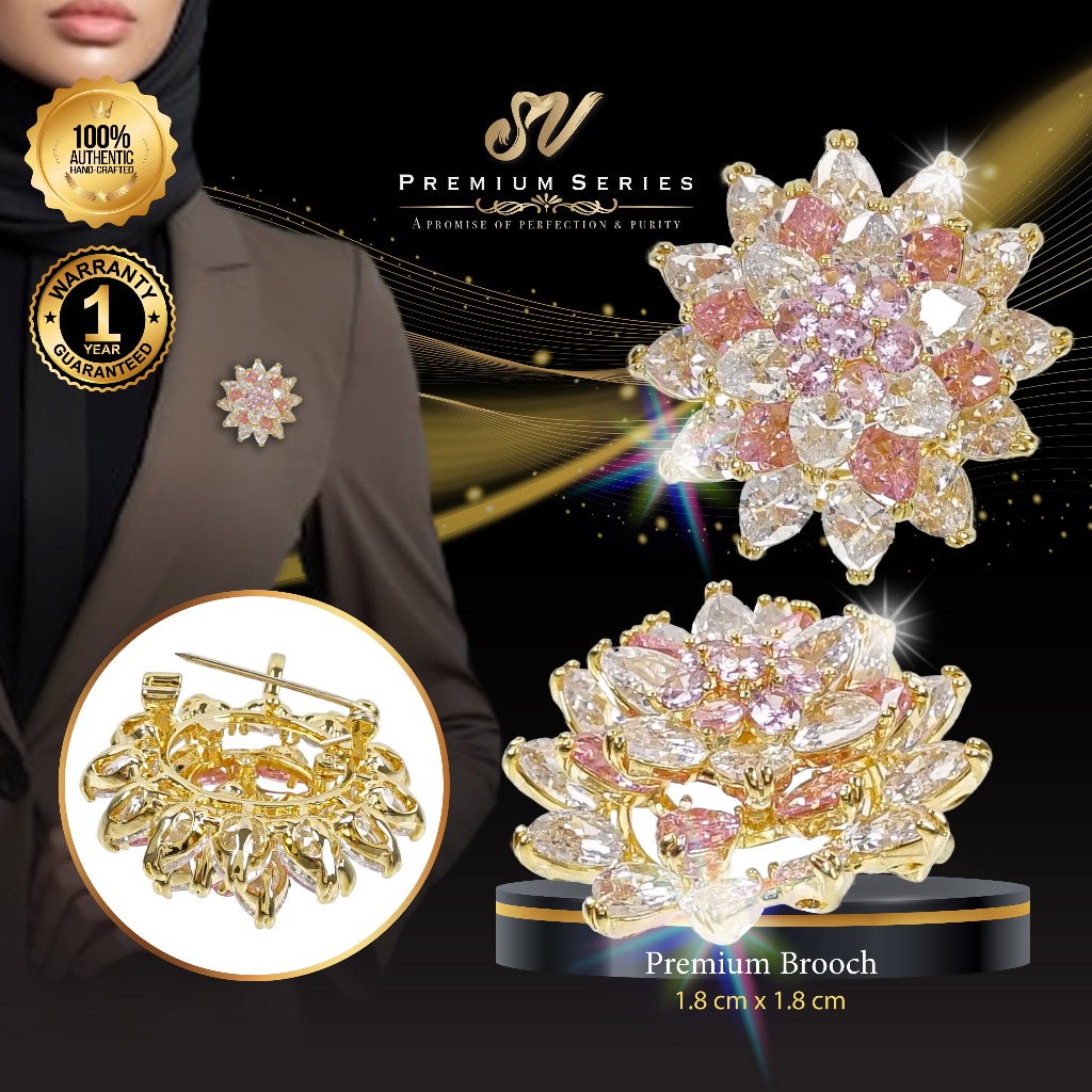 Sv Premium Kerongsang Tudung Wanita Corak Bunga Pin Tudung Mewah Luxury ...