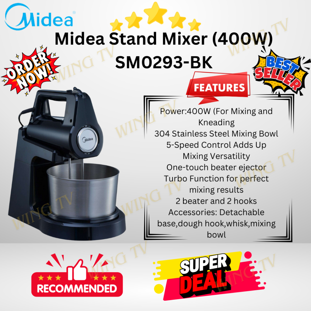 Midea Stand Mixer SM0293-BK (400W) | Shopee Malaysia