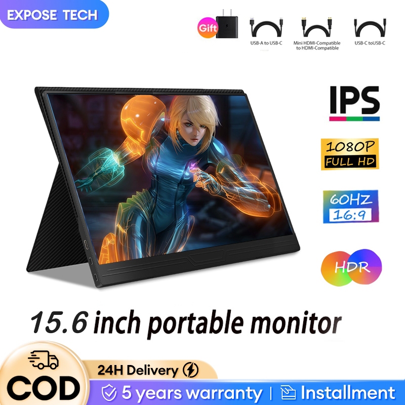 EXPOSE Portable Monitor 15.6 Inch IPS Full HD Supports Type-C And HDMI ...
