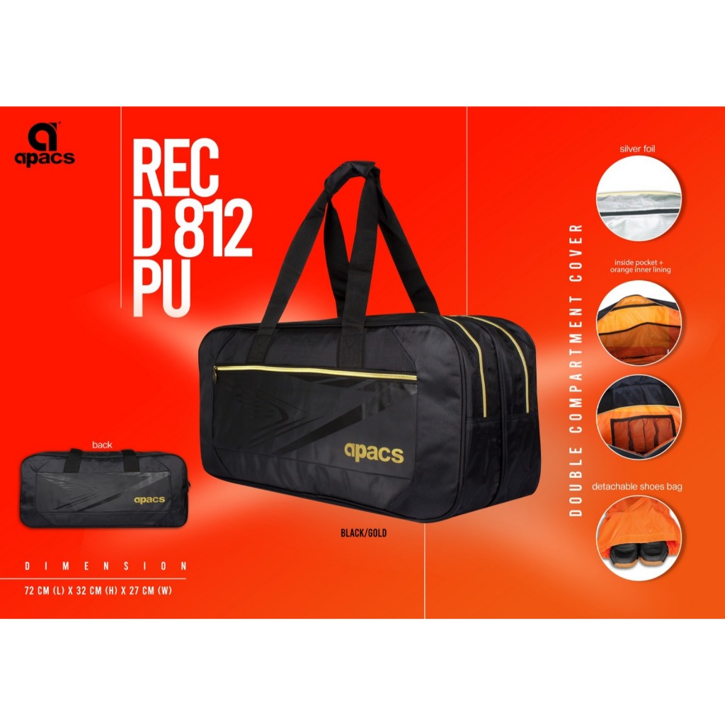 Apacs Badminton Tournament Bag REC D812 PU / Beg Badminton Apacs REC ...