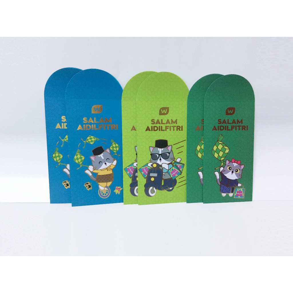 (6pcs) Watsons Cute Cats Sampul Duit Raya | Si Kuching Hari Raya Salam ...