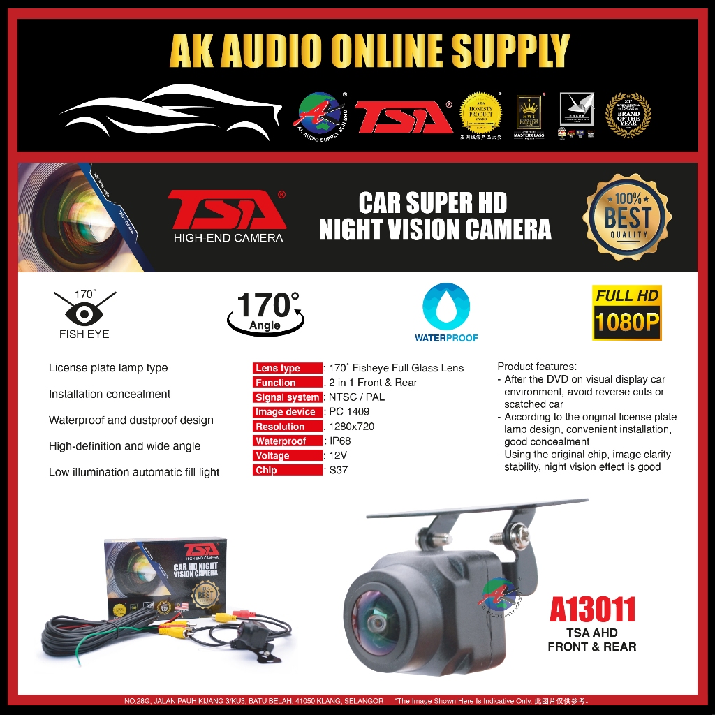 TSA Car 1080P AHD Night Vision Reverse Camera 👍- A13011 | Shopee Malaysia