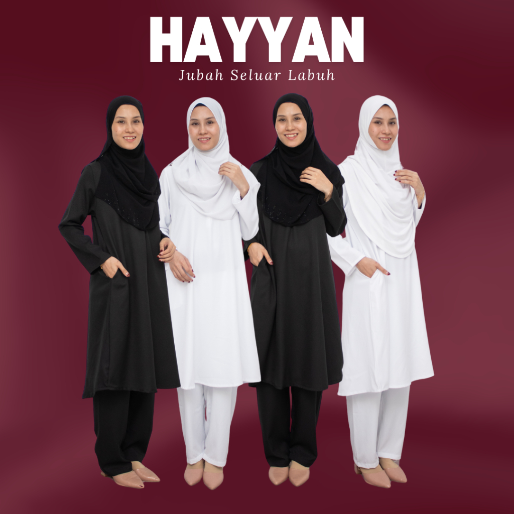 TOP + PANT Jubah Seluar Labuh Hayyan Set Pakaian Umrah Haji Suit ...