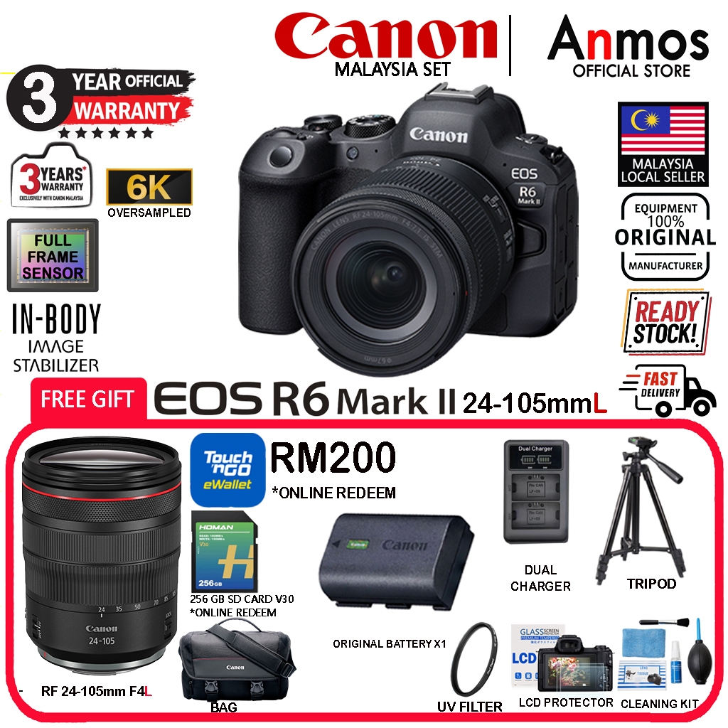Canon EOS R6 Mark II / EOS R6 II /EOS R6M2 / EOS R6II + RF 24-105 IS STM Mirrorless Camera ...