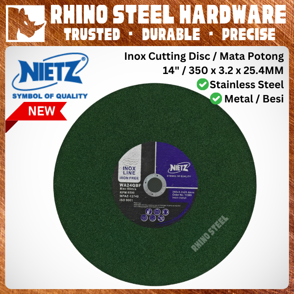 NIETZ Cutting Disc 14 inch Stainless Steel Metal Mata Potong Besi 350mm ...