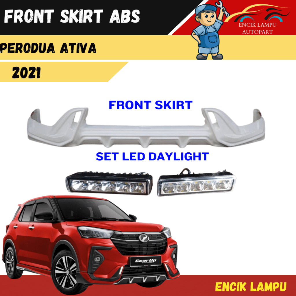 **Bodykit Skirting Perodua Ativa 2021 GearUp Front/ Rear/Side Material ...