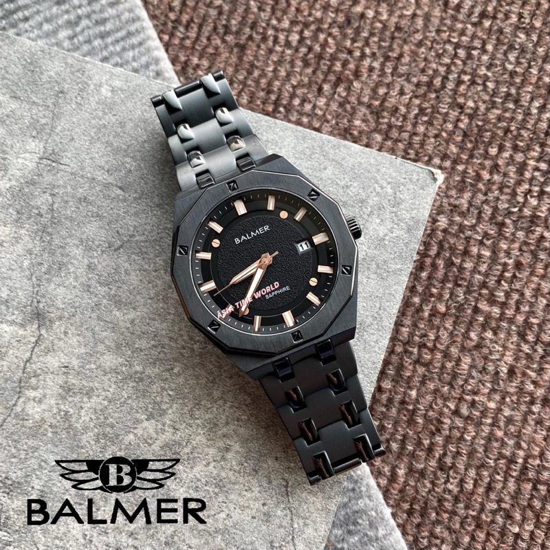 [Original] Balmer 8824G BK-4 Octagon Sapphire Men's Watch with Black ...