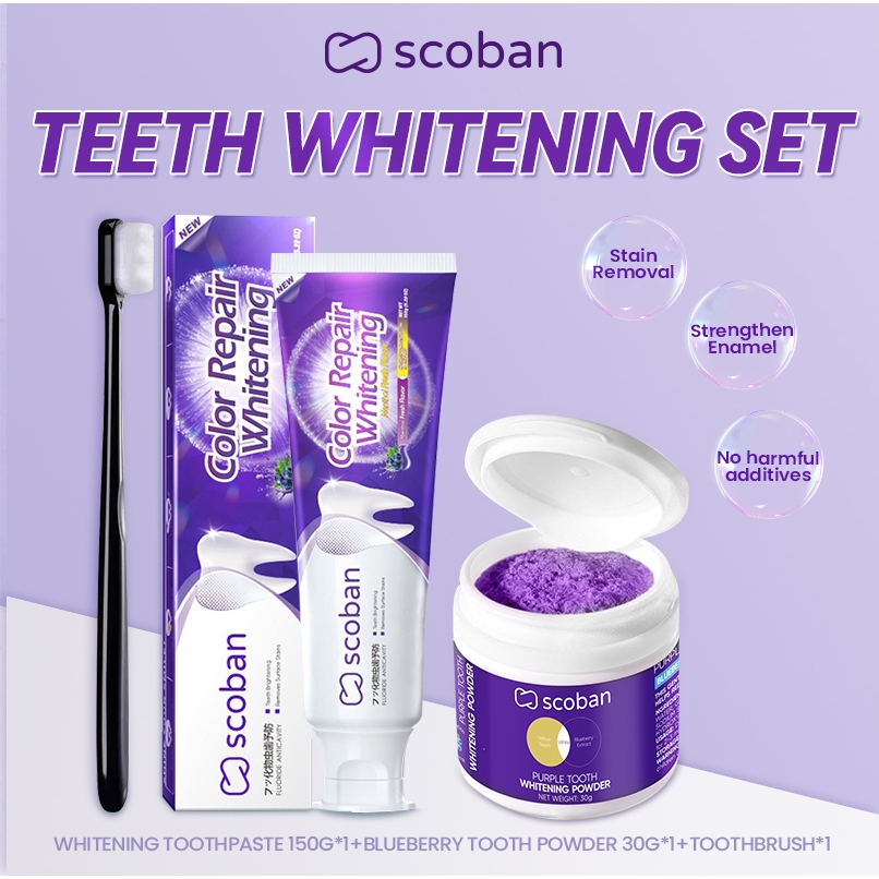 【Upgraded】SCOBAN ubat gigi Purple Whitening Toothpaste-150G Whitening ...