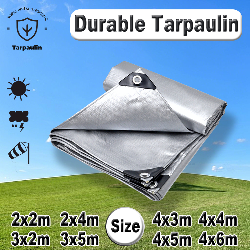 Silver Waterproof Heavy Duty Canopy Tarpaulin 2x3m 3x4m 4x5m 5x6m ...