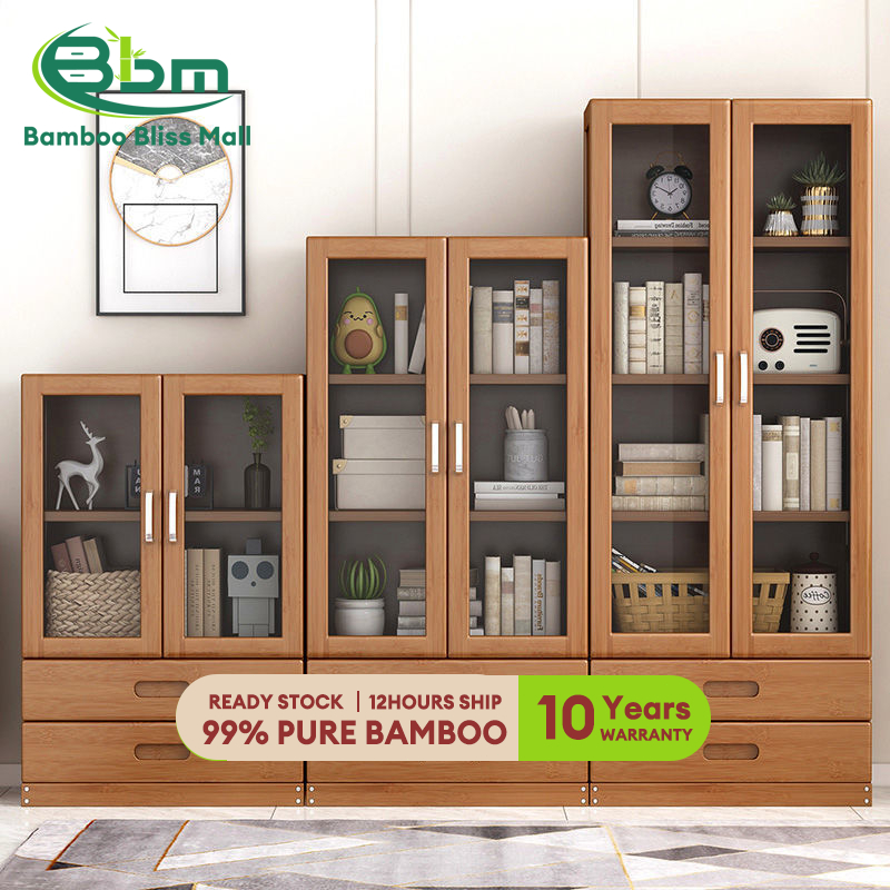BBM Rak Buku Bamboo 4/5Layers Acrylic Display Cabinet Rak Dapur Bertutup Bookshelf Cabinet 书柜 ...