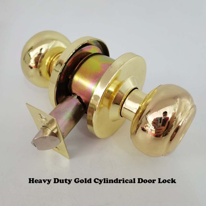 Gold Cylindrical Door Lock / tombol pintu / Cylinder Door knob ...