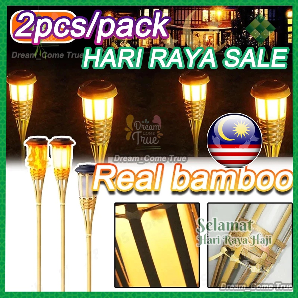 2pcs/pack Pelita Buluh Lampu raya Solar Light LED Pelita Bamboo Pelita ...
