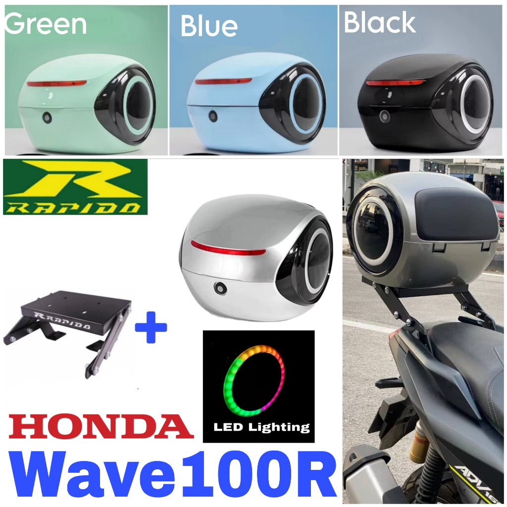 Combo Set Monorack Rapido Honda Wave100R Top Box Alien ABS Tail Box ...