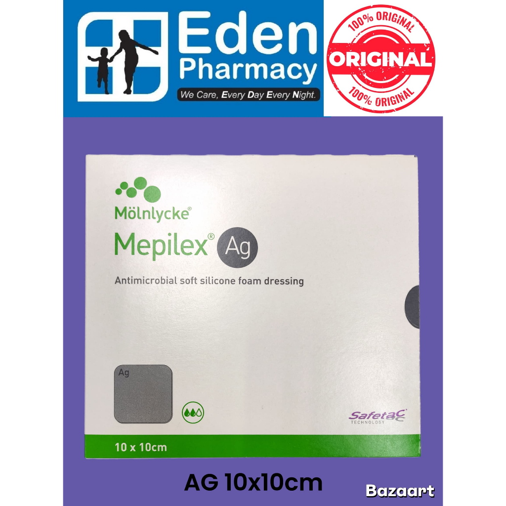 Molnlycke Mepilex Ag Antimicrobial Soft Silicone Foam Dressing ( 10cm x ...