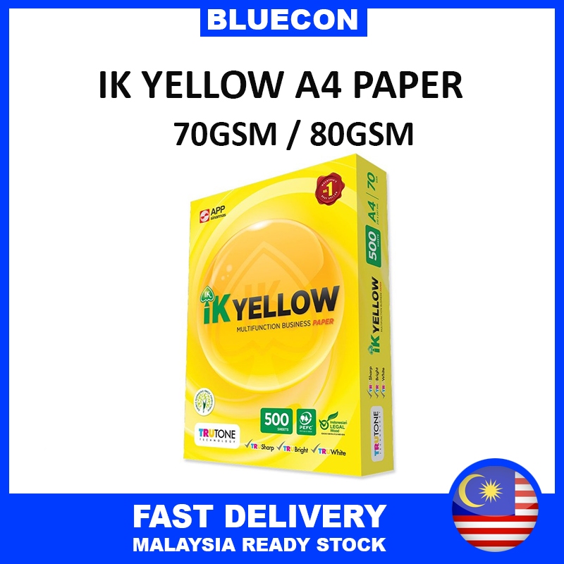 Kertas A4 / IK Yellow A4 Paper / A4纸 Bluecon | Shopee Malaysia