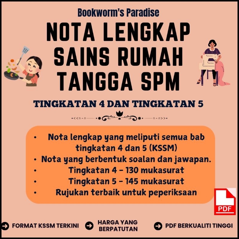 [SOFTCOPY/PDF] NOTA LENGKAP SAINS RUMAH TANGGA SPM| KSSM | Tingkatan 4 dan Tingkatan 5 | Format ...