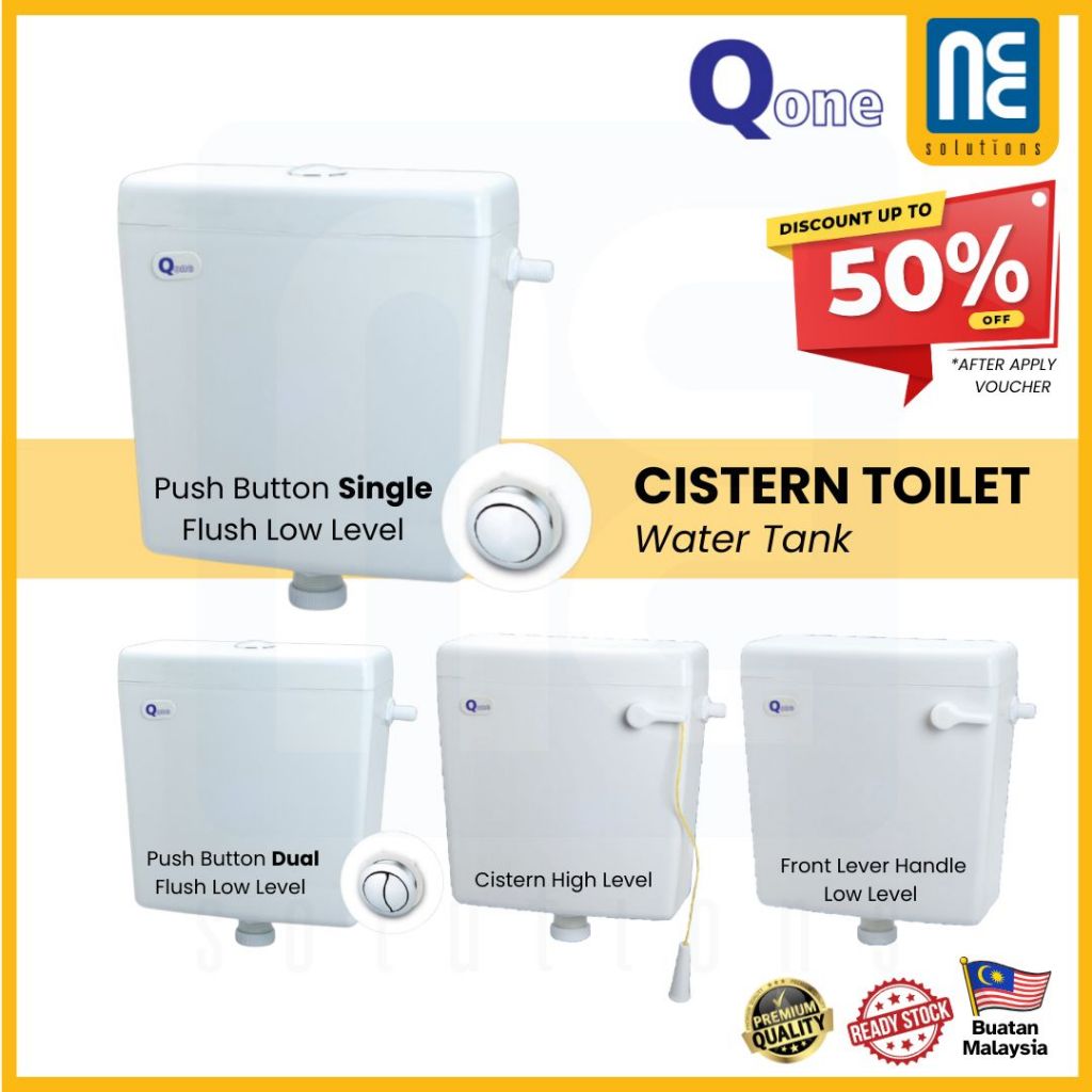 Qone PVC Cistern Toilet Water Tank Low Level Lever Handle High Level ...