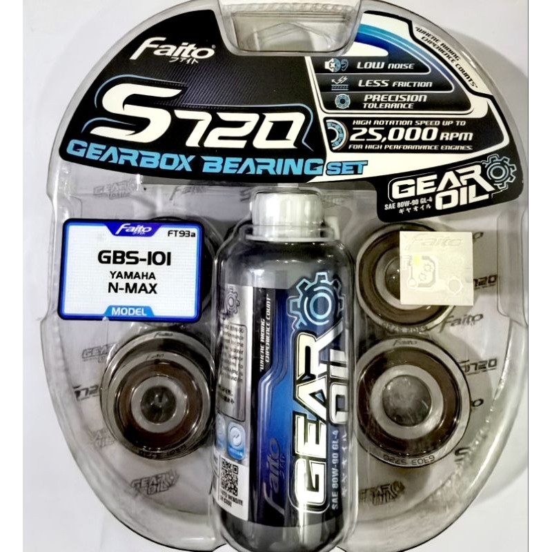 FAITO YAMAHA NMAX 155 S720 GEAR BOX BEARING SET (5 PCS) WITH GEAR OIL ...