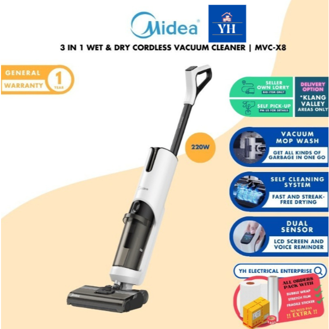 Midea 3 in 1 Wet & Dry Cordless Vacuum Cleaner With Self-Cleaning ...