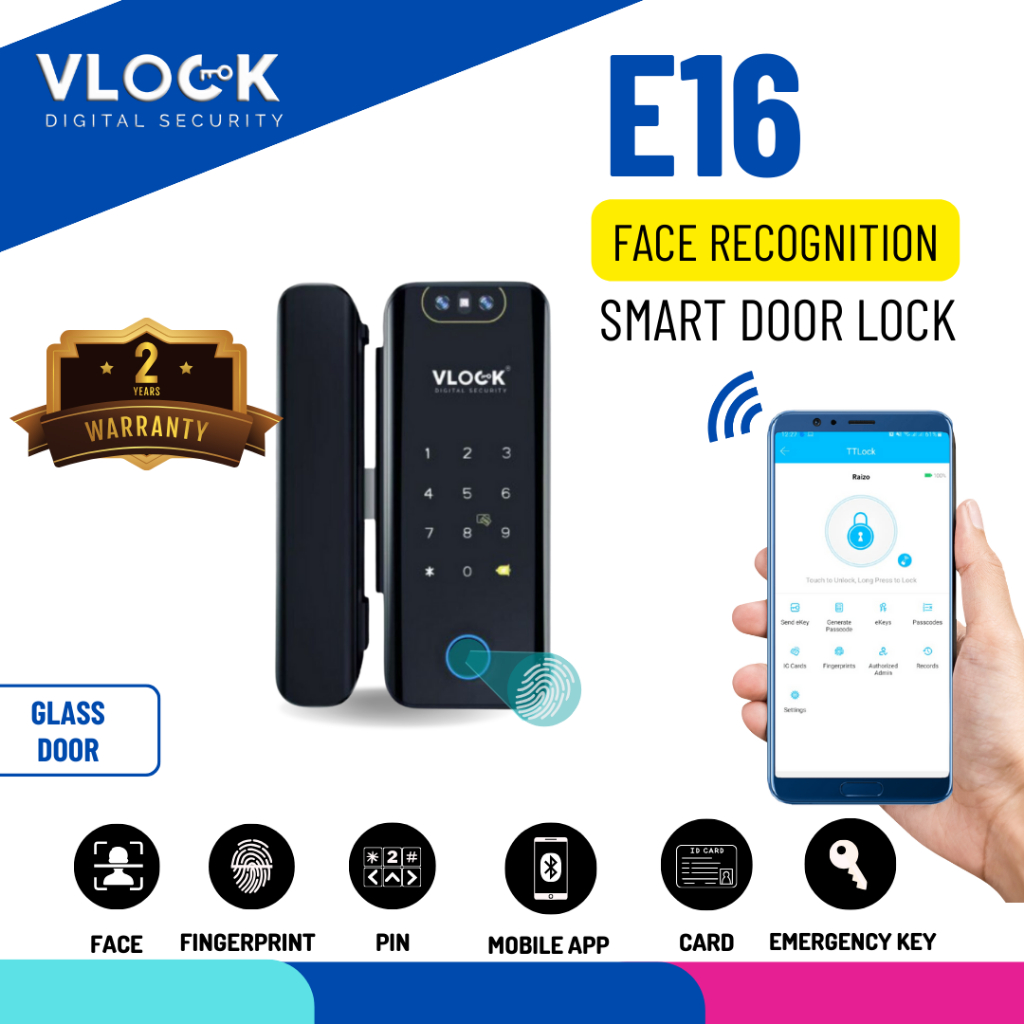 Glass Password Door Lock VLock E16 Smart Lock | Shopee Malaysia