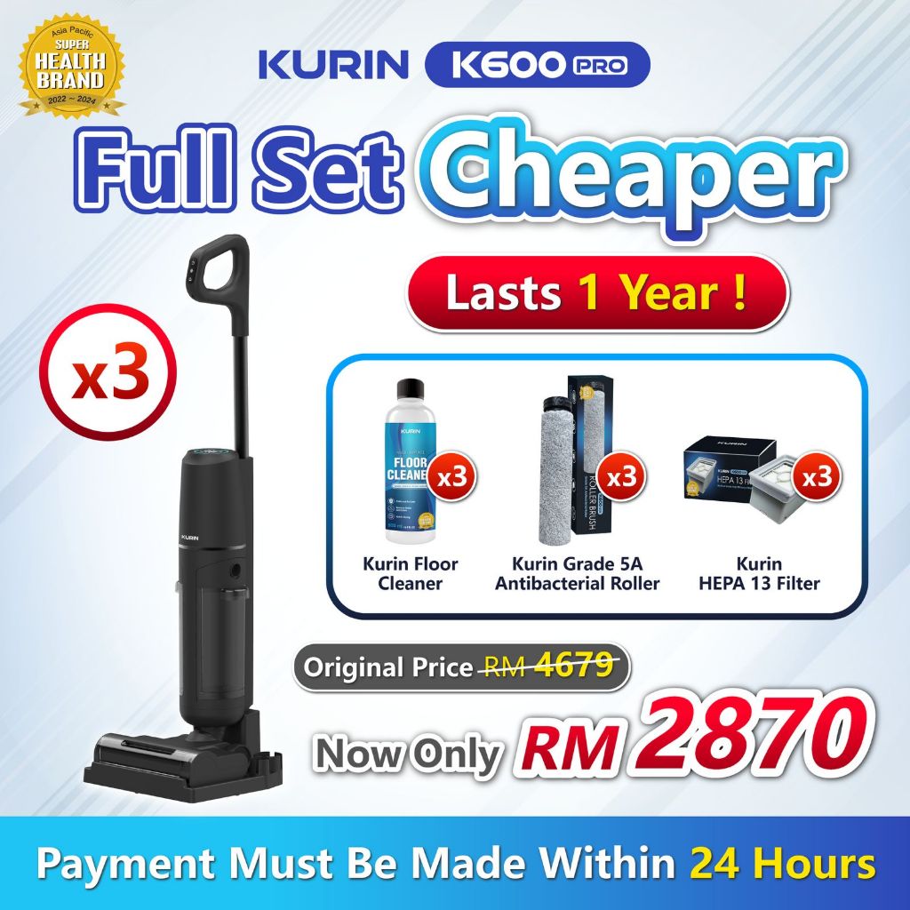 (OFFICIAL) Kurin K600 Pro Wet & Dry Vacuum 洗地机 Penyedut Debu Basah ...