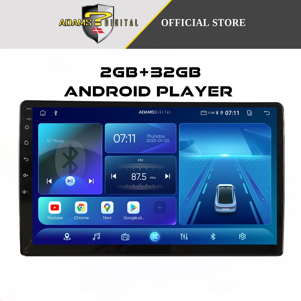 Adams Digital 2GB+32GB Android Player QLED 9 Inch 10 Inch T100 | Shopee ...