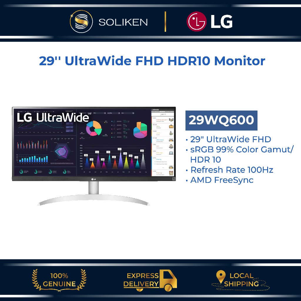 LG 29WQ600 29'' UltraWide FHD HDR10 AMD FreeSync™ IPS Monitor with USB ...
