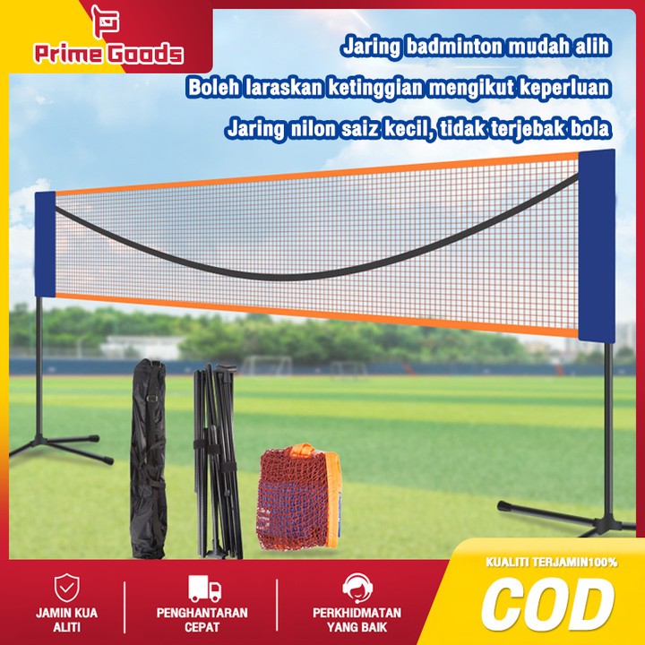 Portable Badminton Net Adjustable Jaring Badminton Easy Setup Sports ...