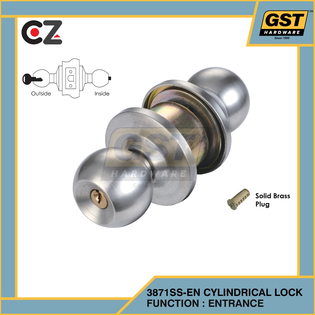 CZ Cylindrical Lock with Keys 3871 | Home Door Lock Kunci Pintu Rumah ...