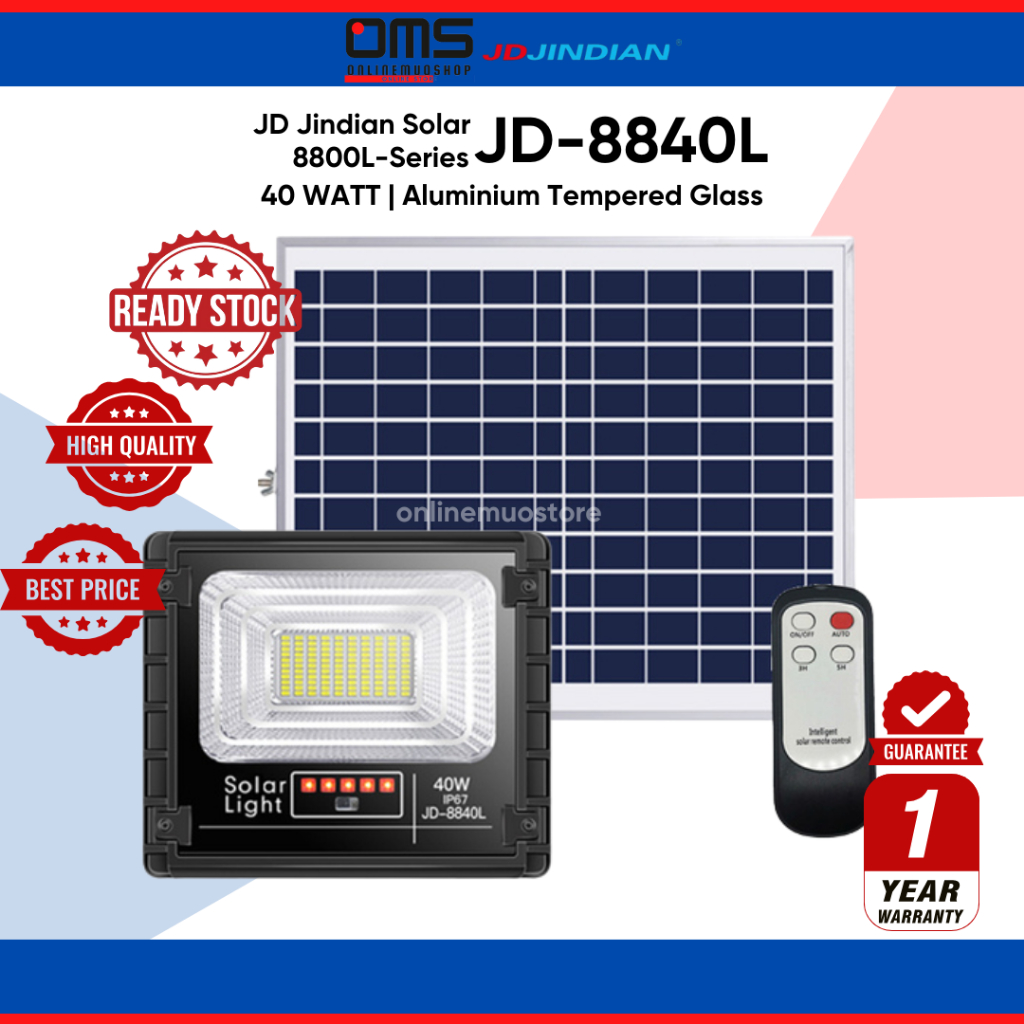 JD-8840L JD Solar Flood Light 40W (Solar Charge, LED Light, Waterproof ...