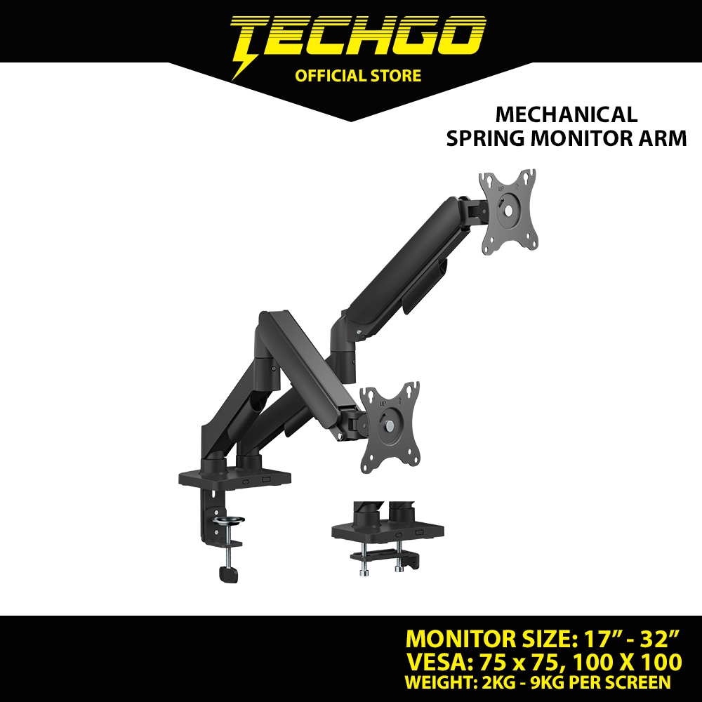 Techgo Economical Dual Monitor Stand Mechanical Spring Monitor Arm 17 ...