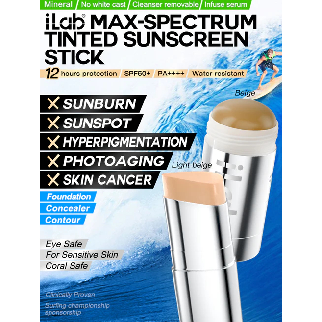 iLab Max-Spectrum Mineral Sunscreen Stick SPF50+ Beige | Shopee Malaysia